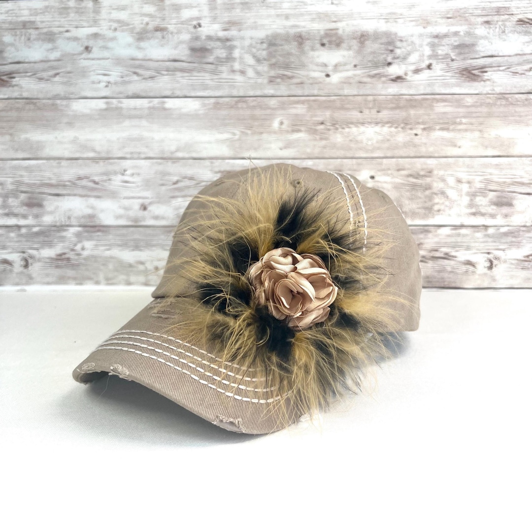 Womens Baseball Cap, Hat With Feathers, Distressed Hat, Vintage Trucker ...