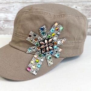 Womens Cadet Cap, Hat With Cross, Cadet Hat, Military Style, Bling Hat ...