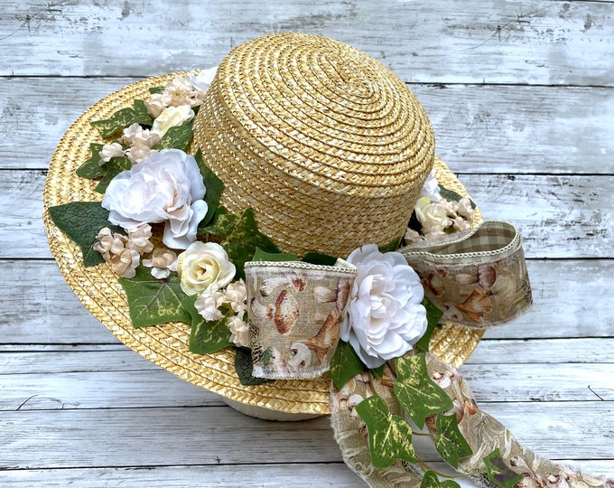 Cottagecore Mushroom Hat Womens Summer Hat Flat Top Boater - Etsy