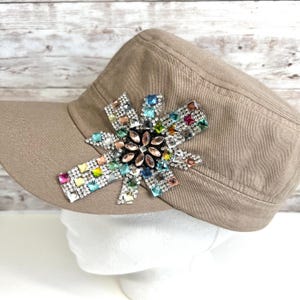 Womens Cadet Cap, Hat With Cross, Cadet Hat, Military Style, Bling Hat ...