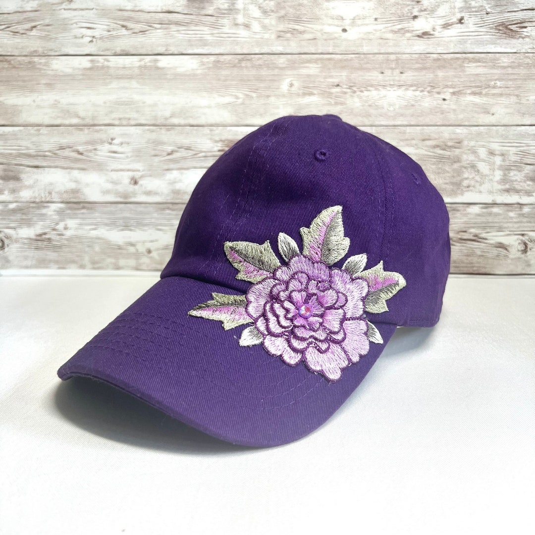 Purple Flower Baseball Cap: Lavender Bling Hat - Etsy