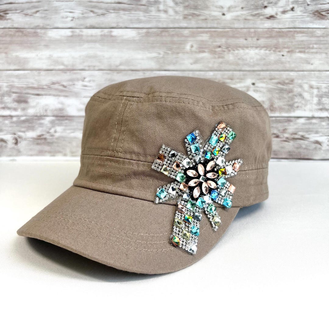Womens Cadet Cap, Hat With Cross, Cadet Hat, Military Style, Bling Hat ...