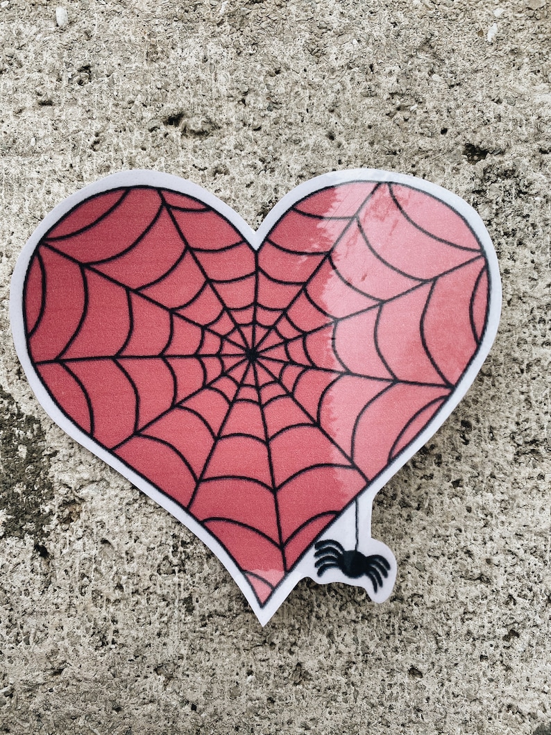 Heart Spider Web Laminated Sticker | Etsy