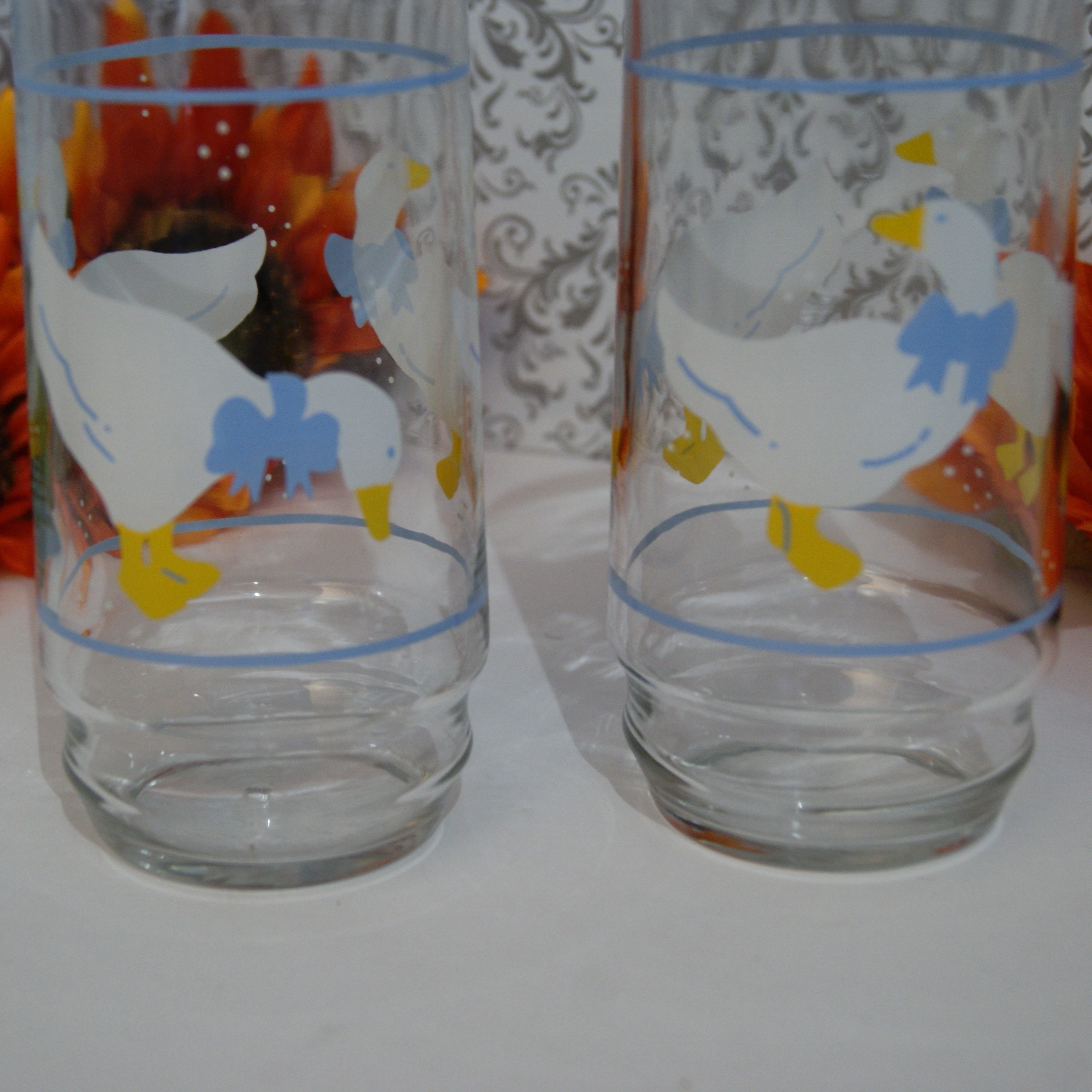 VTG 2 Anchor Hocking Geese Goose Milk Water Glasses Blue - Etsy