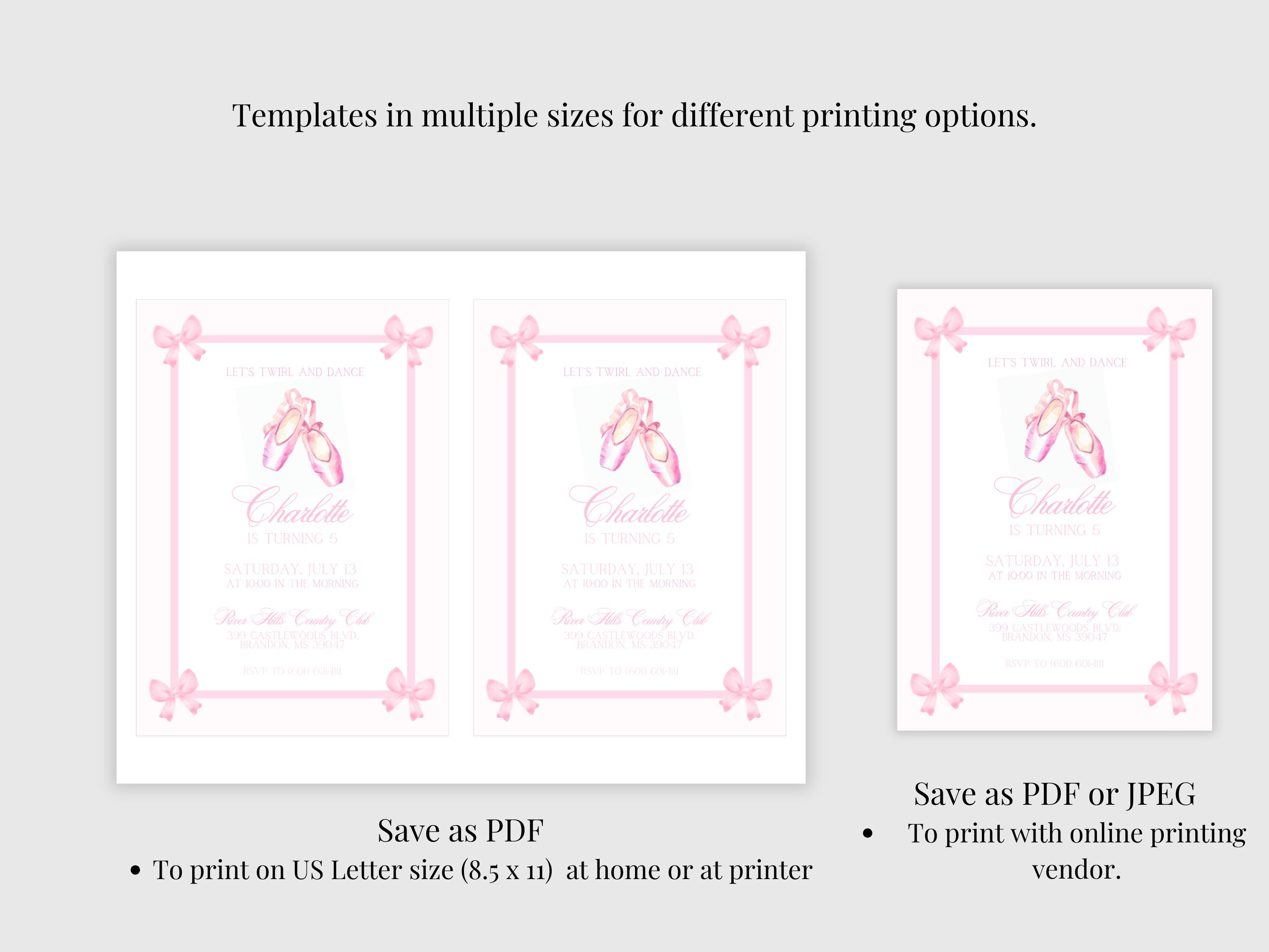 Girl Birthday Invitation Canva Template, Classic Birthday Invitation ...