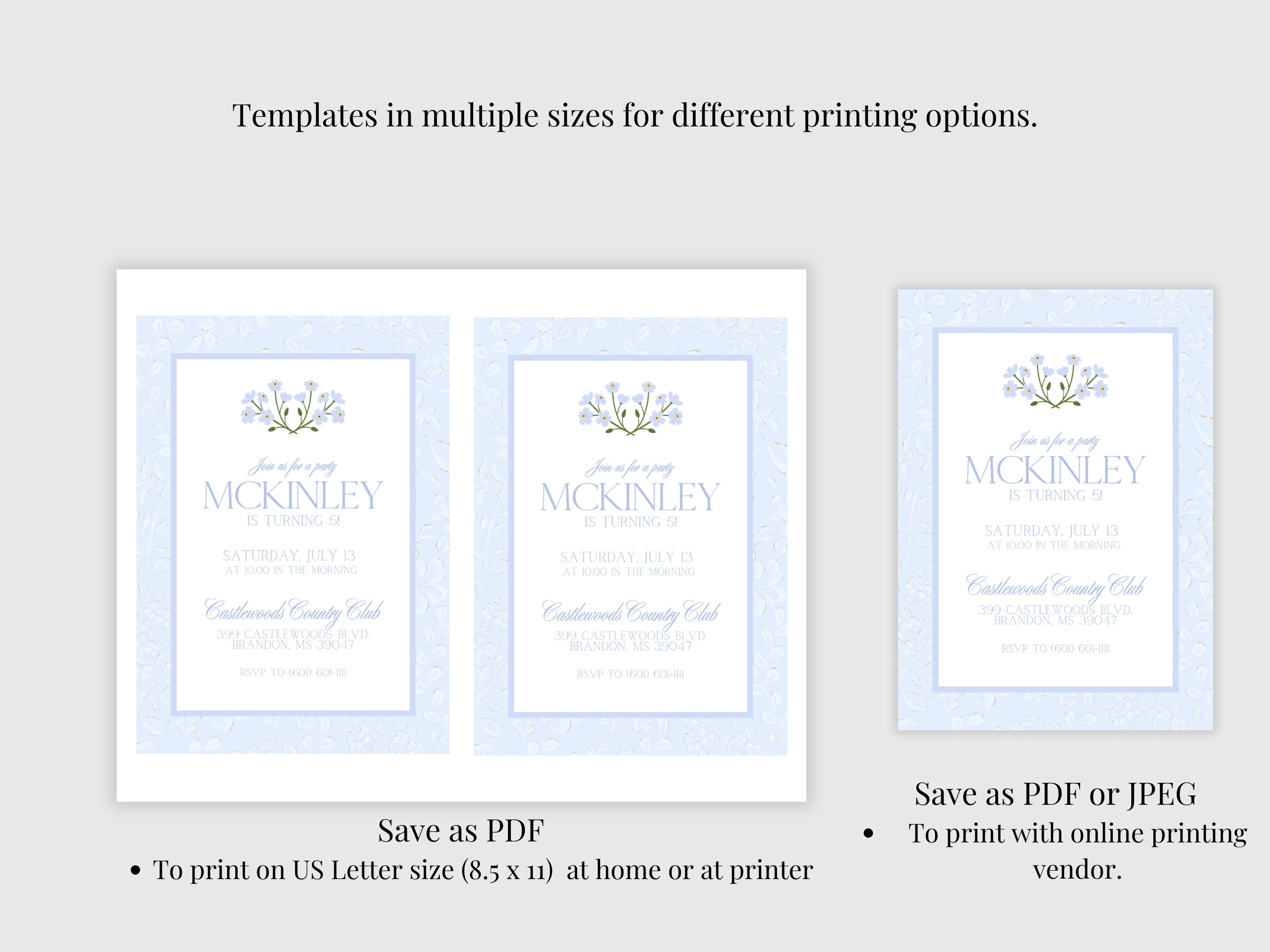 Girl Birthday Invitation Canva Template, Classic Birthday Invitation ...