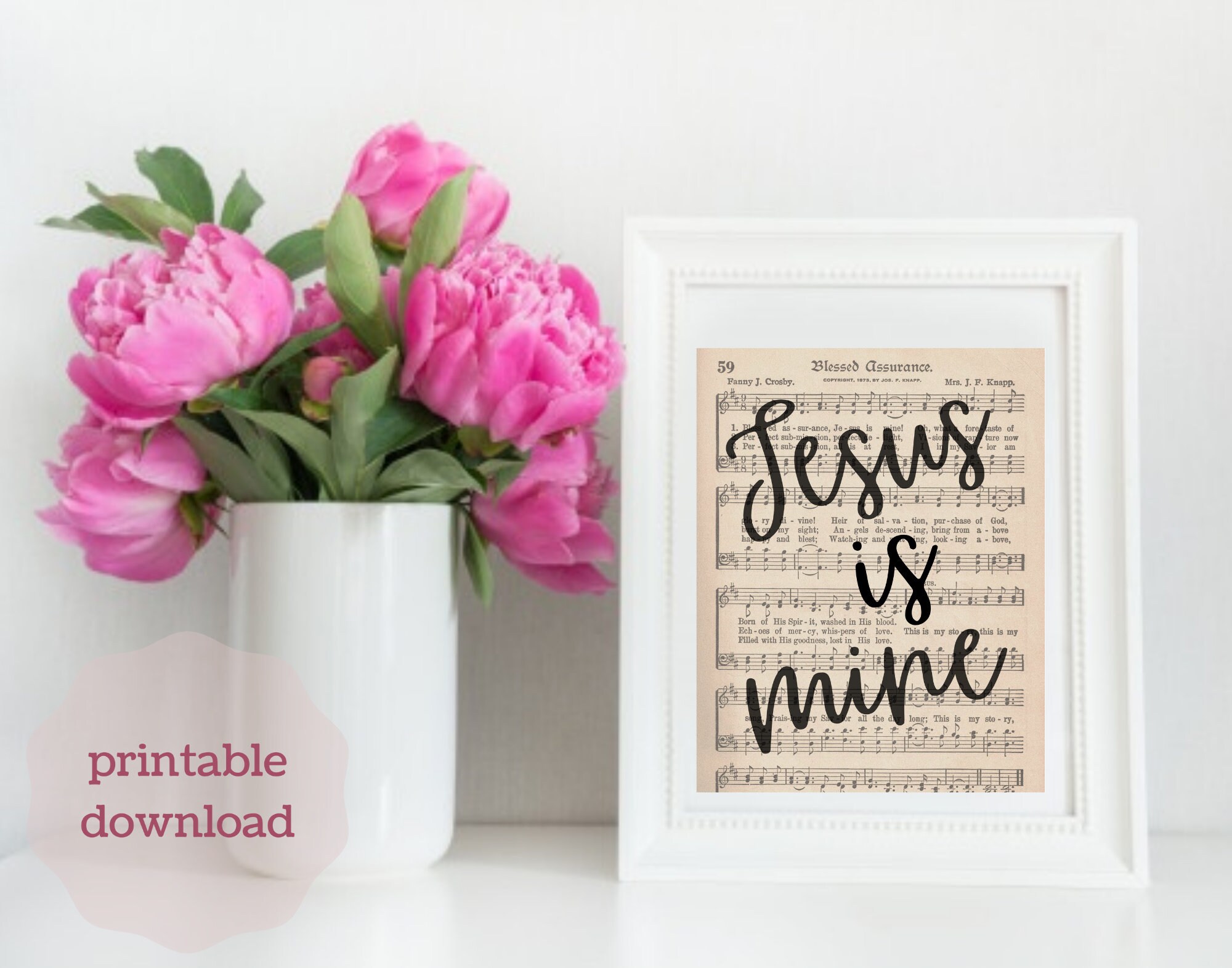Blessed Assurance Jesus is Mine Printable Wall Art - Etsy 日本