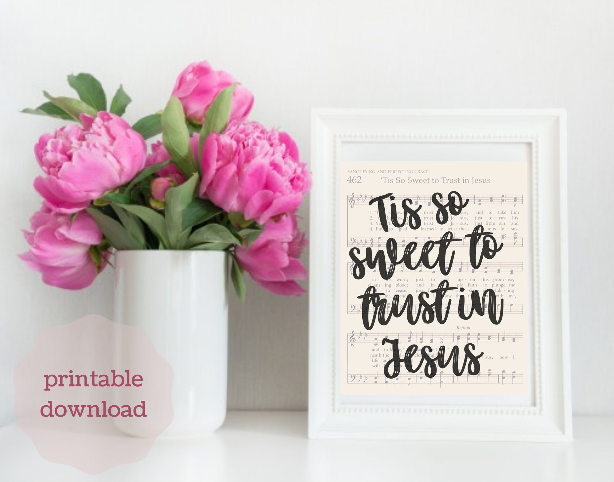 Tis so Sweet to Trust in Jesus, Printable Wall Art, Christian Wall Art ...