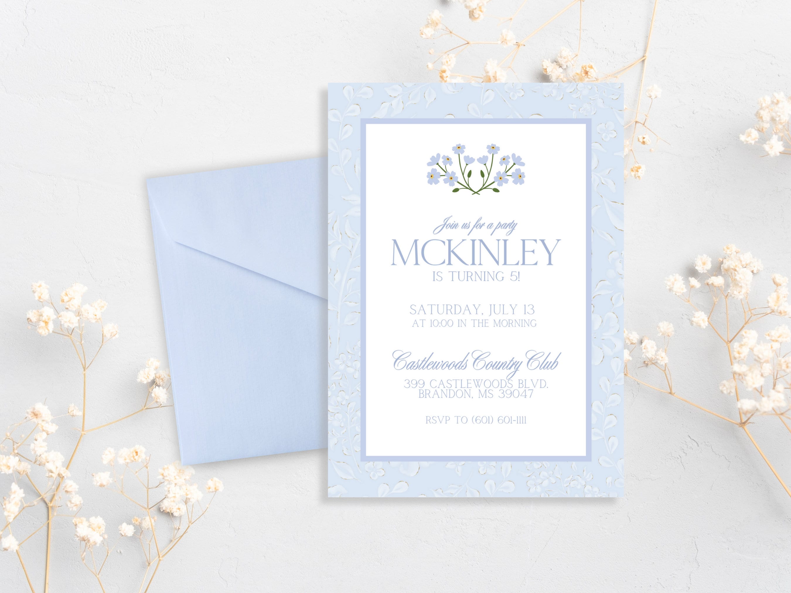 Girl Birthday Invitation Canva Template, Classic Birthday Invitation ...