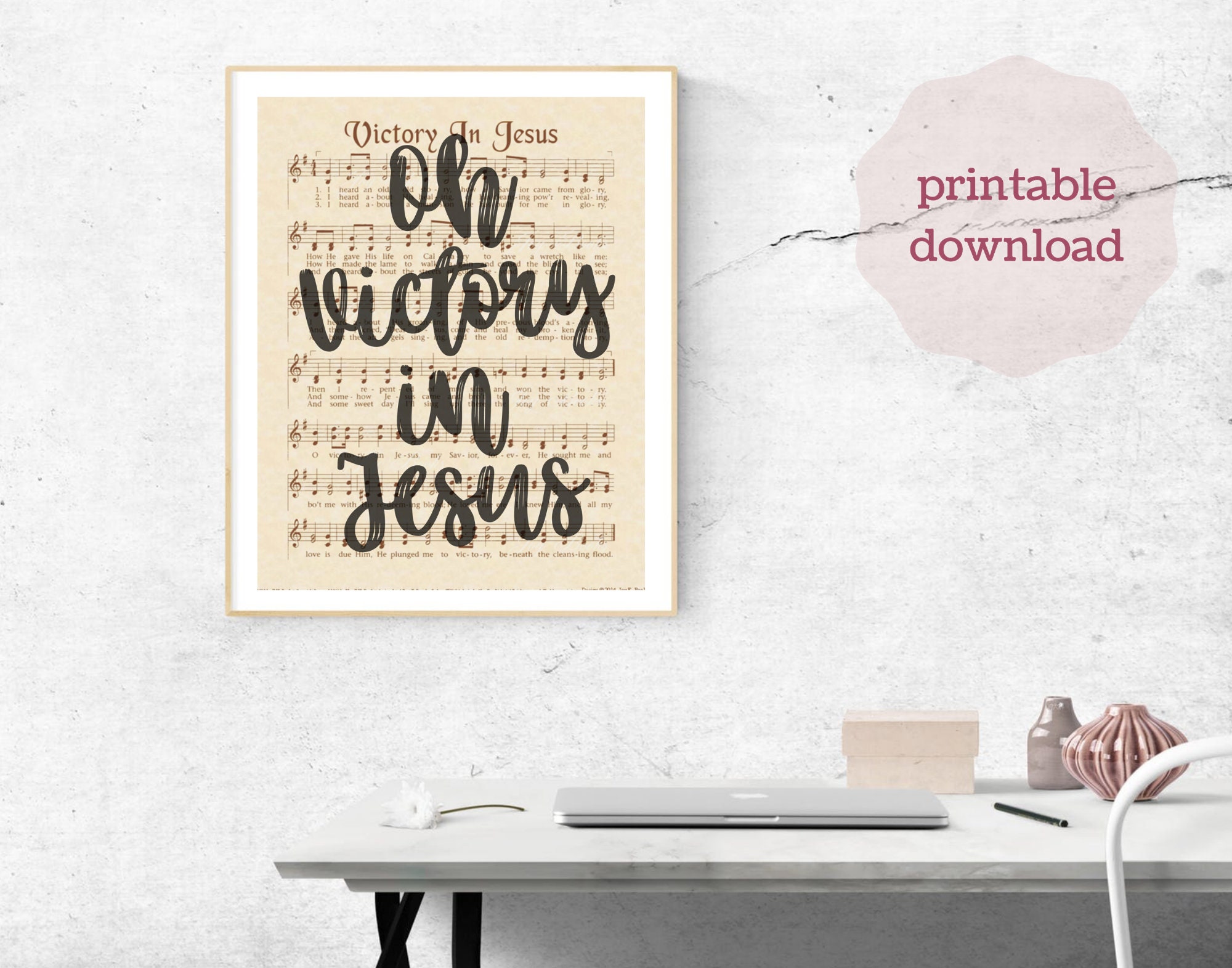 Victory in Jesus, Printable Wall Art, Christian Wall Art, Worship Song ...