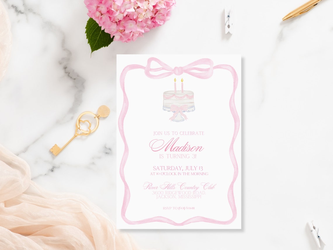 Canva Girl Birthday Invitation Template, Classic Birthday Invitation ...