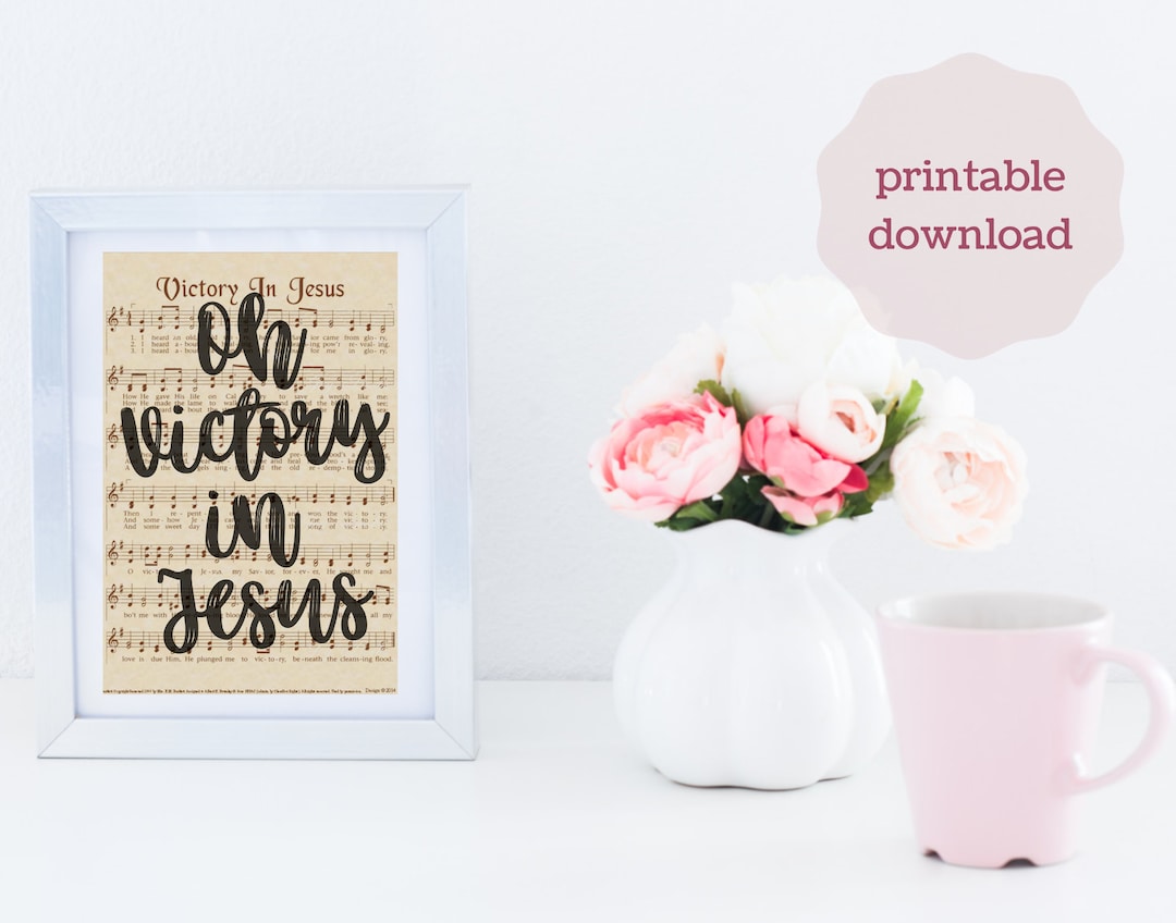 Victory in Jesus, Printable Wall Art, Christian Wall Art, Worship Song ...