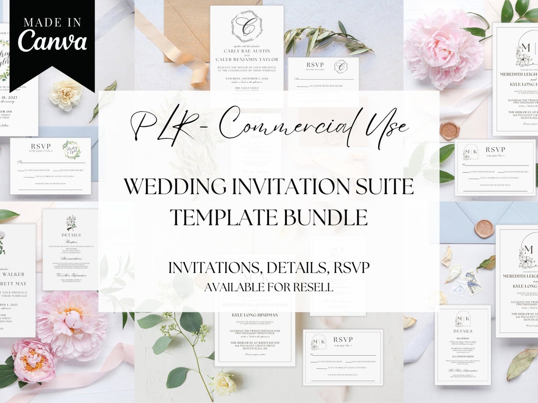 PLR Wedding Templates, Commercial Use, Wedding Invitation Suite, RSVP ...