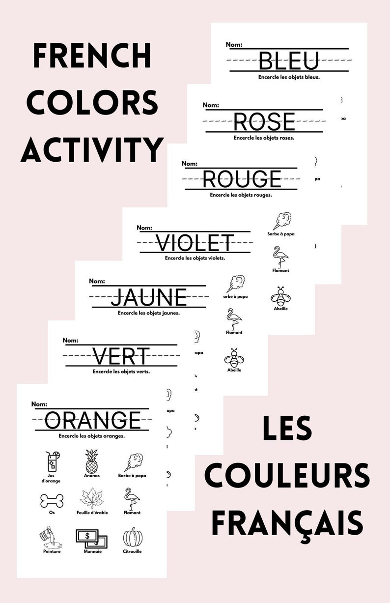 French Colors Preschool Activity Printable Bundle Les Couleurs Français ...