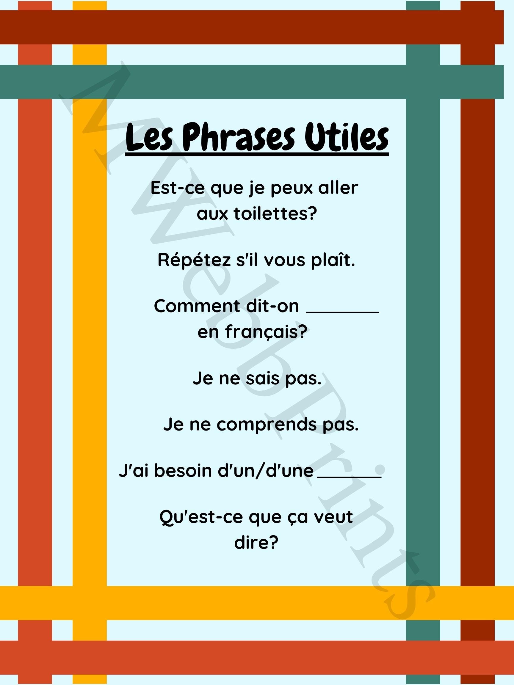 French Classroom Phrases Printable Four Poster Bundle, Les Phrases ...