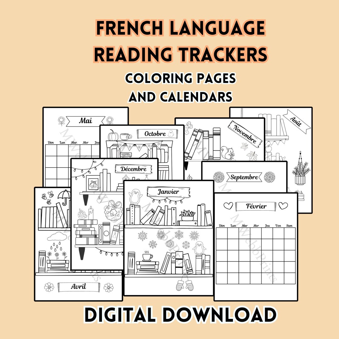 French Language Reading Tracker Bundle, Reading Coloring Page, Full ...