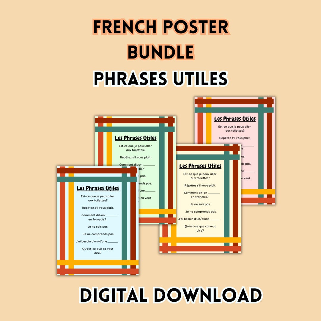 French Classroom Phrases Printable Four Poster Bundle, Les Phrases ...