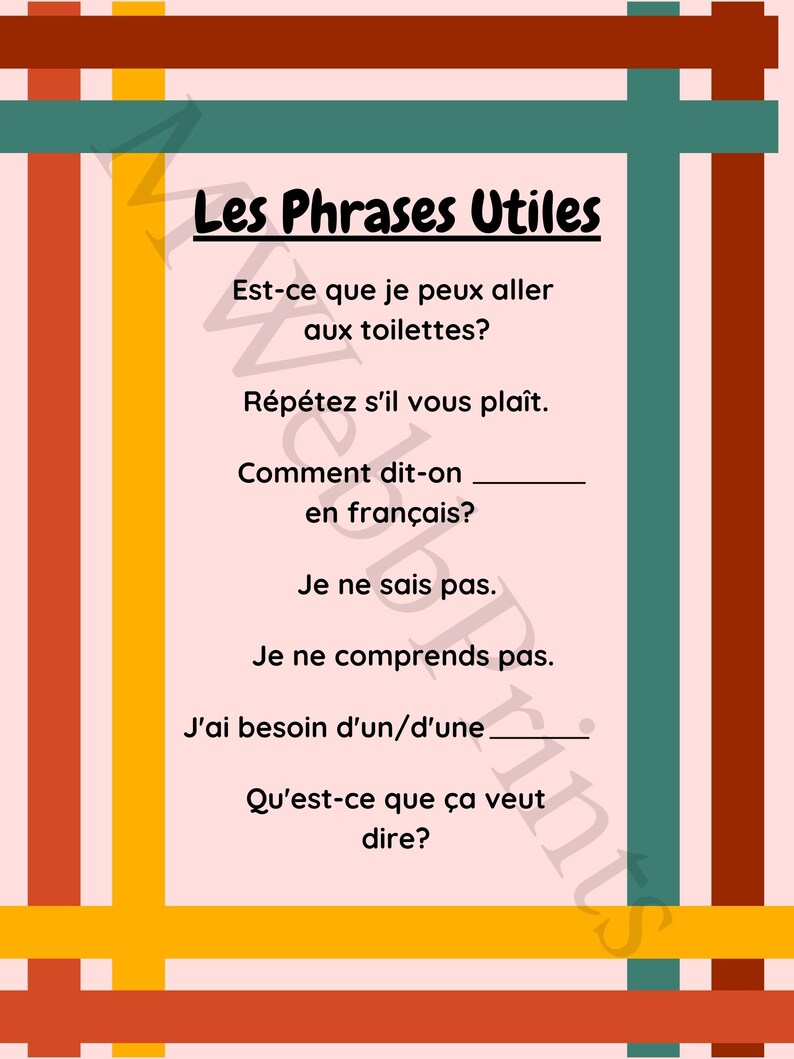 French Classroom Phrases Printable Four Poster Bundle, Les Phrases ...
