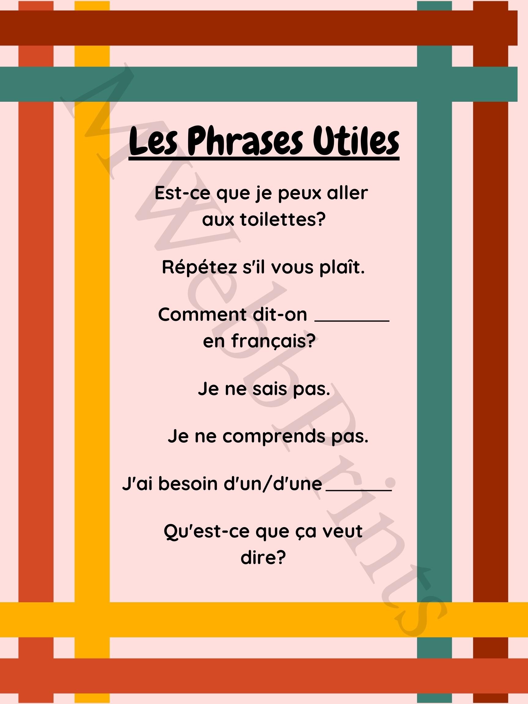French Classroom Phrases Printable Four Poster Bundle, Les Phrases ...
