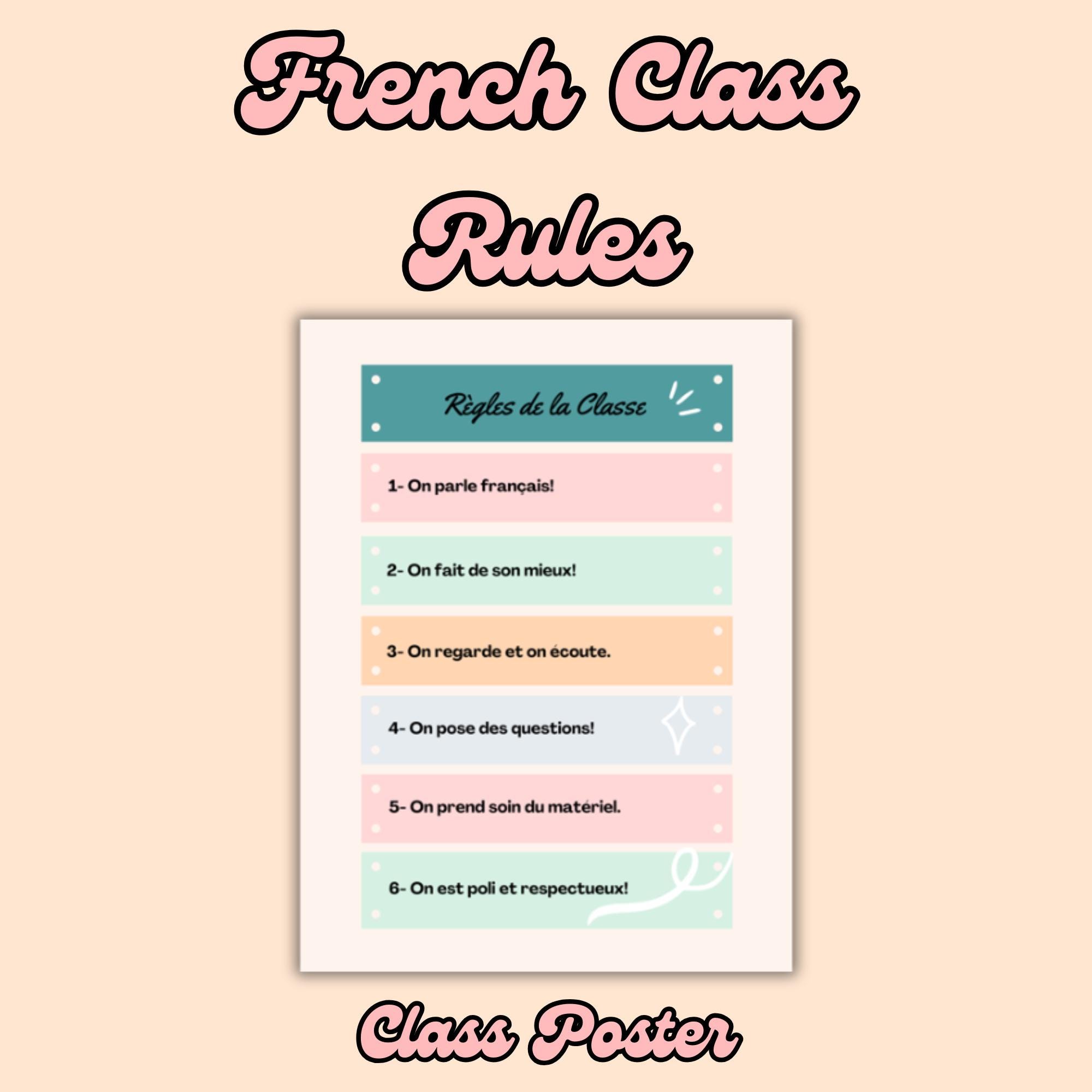 French Class Rules Poster - Classroom Decor for Language Learners - Etsy