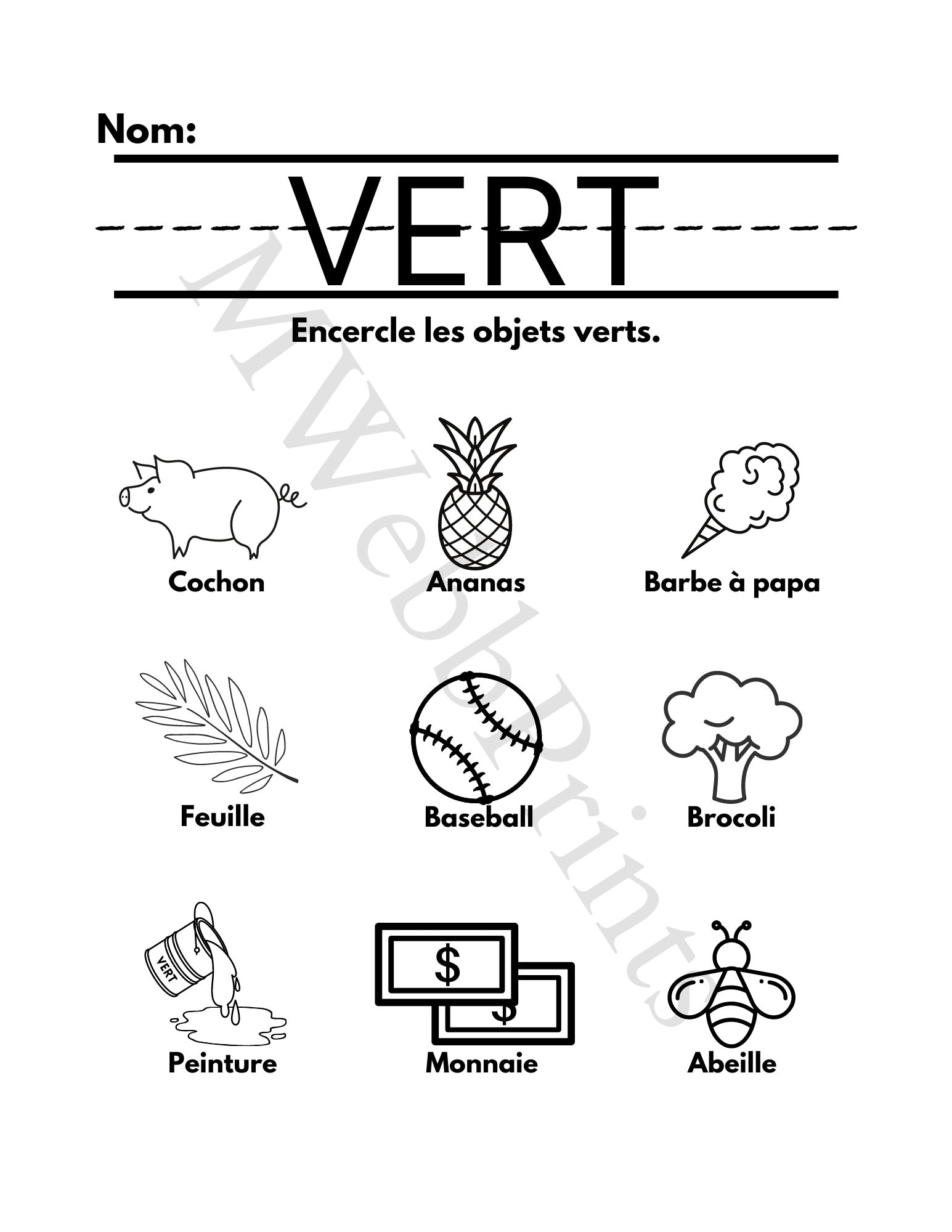 French Colors Preschool Activity Printable Bundle Les Couleurs Français ...