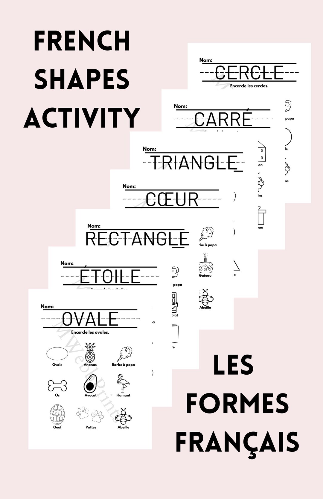 French Shapes Preschool Activity Printable Bundle for Homeschool and ...
