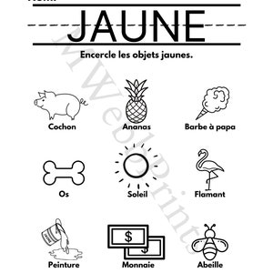 French Colors Preschool Activity Printable Bundle Les Couleurs Français ...