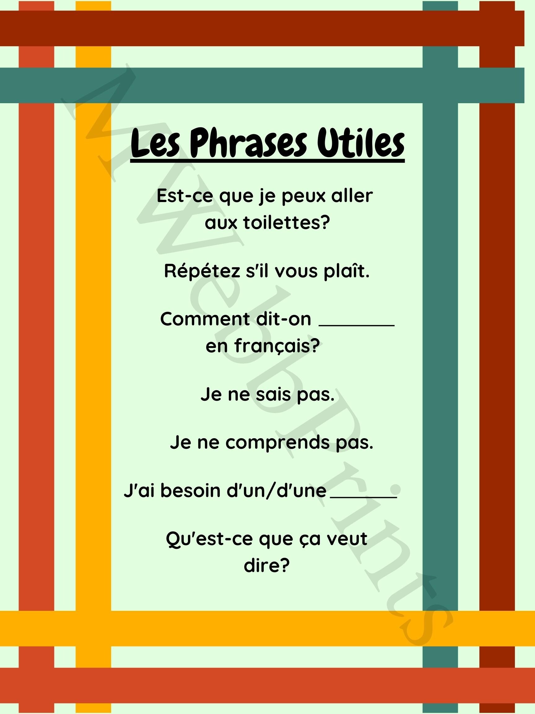 French Classroom Phrases Printable Four Poster Bundle, Les Phrases ...