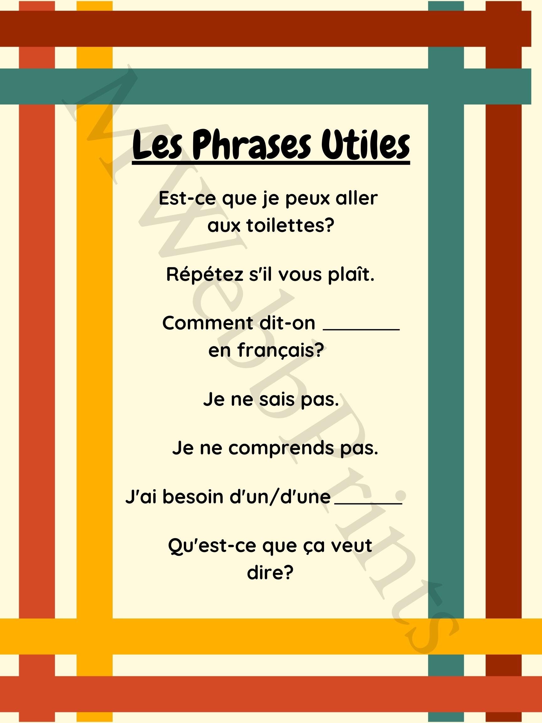French Classroom Phrases Printable Four Poster Bundle, Les Phrases ...