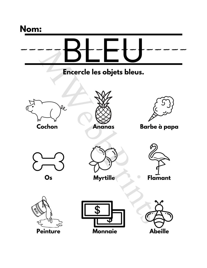 French Colors Preschool Activity Printable Bundle Les Couleurs Français ...
