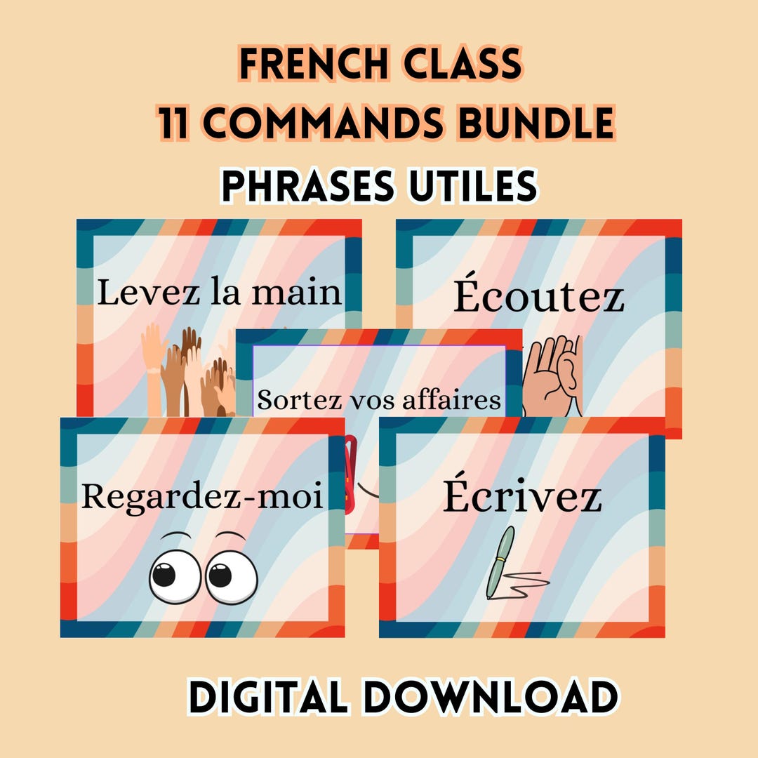 French Classroom Commands Printable Poster Bundle, Les Phrases Utiles ...