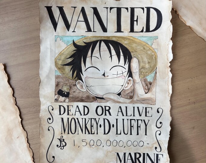 Hand Drawn One Piece Luffy Wanted Poster - Etsy