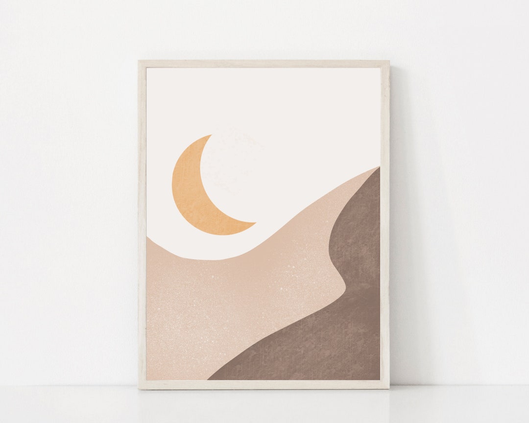 Desert Moon Art Print, Boho Art Prints, Abstract Desert Wall Art ...