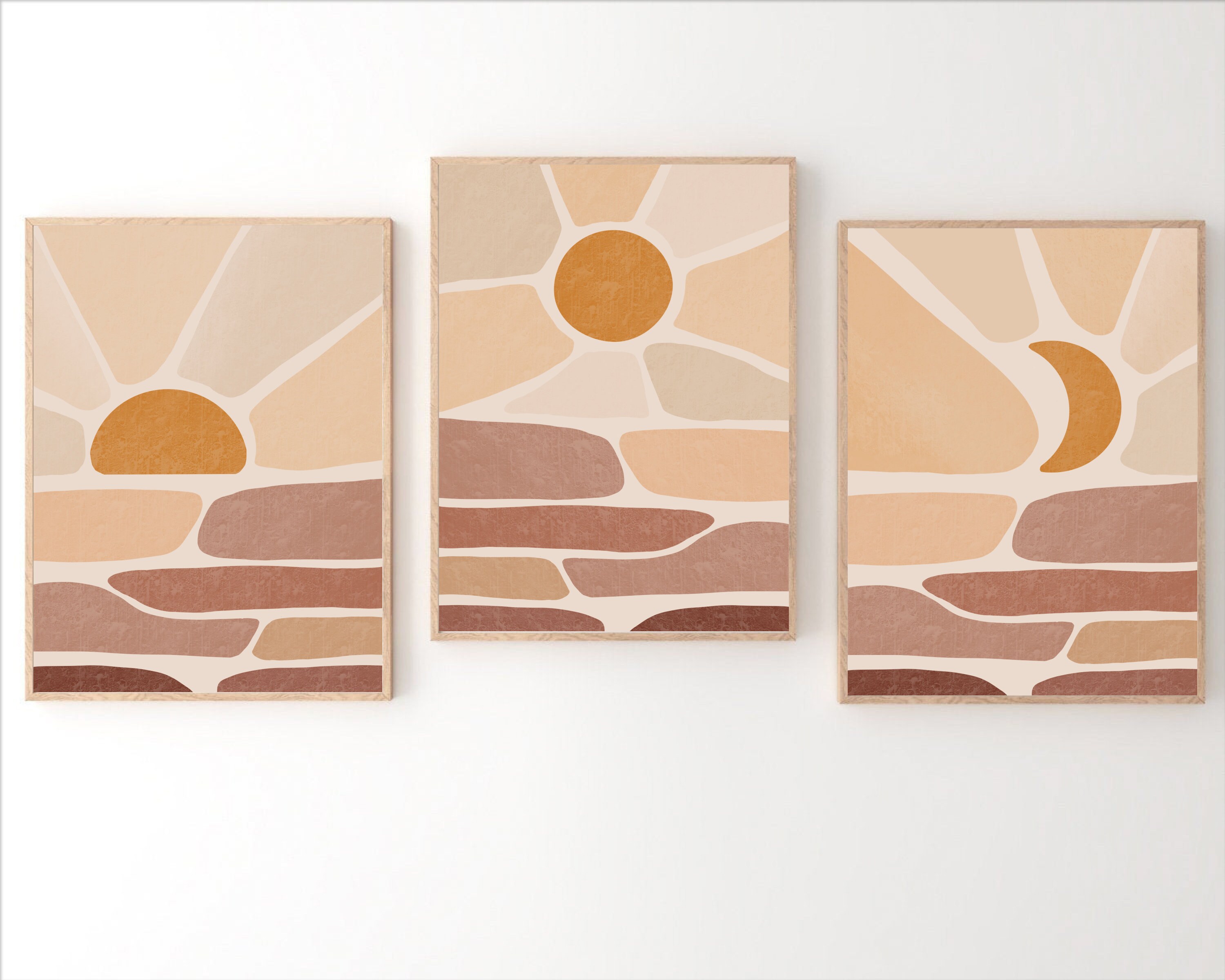 Boho Print Set of 3 Boho Art Prints Set Minimalist Poster - Etsy