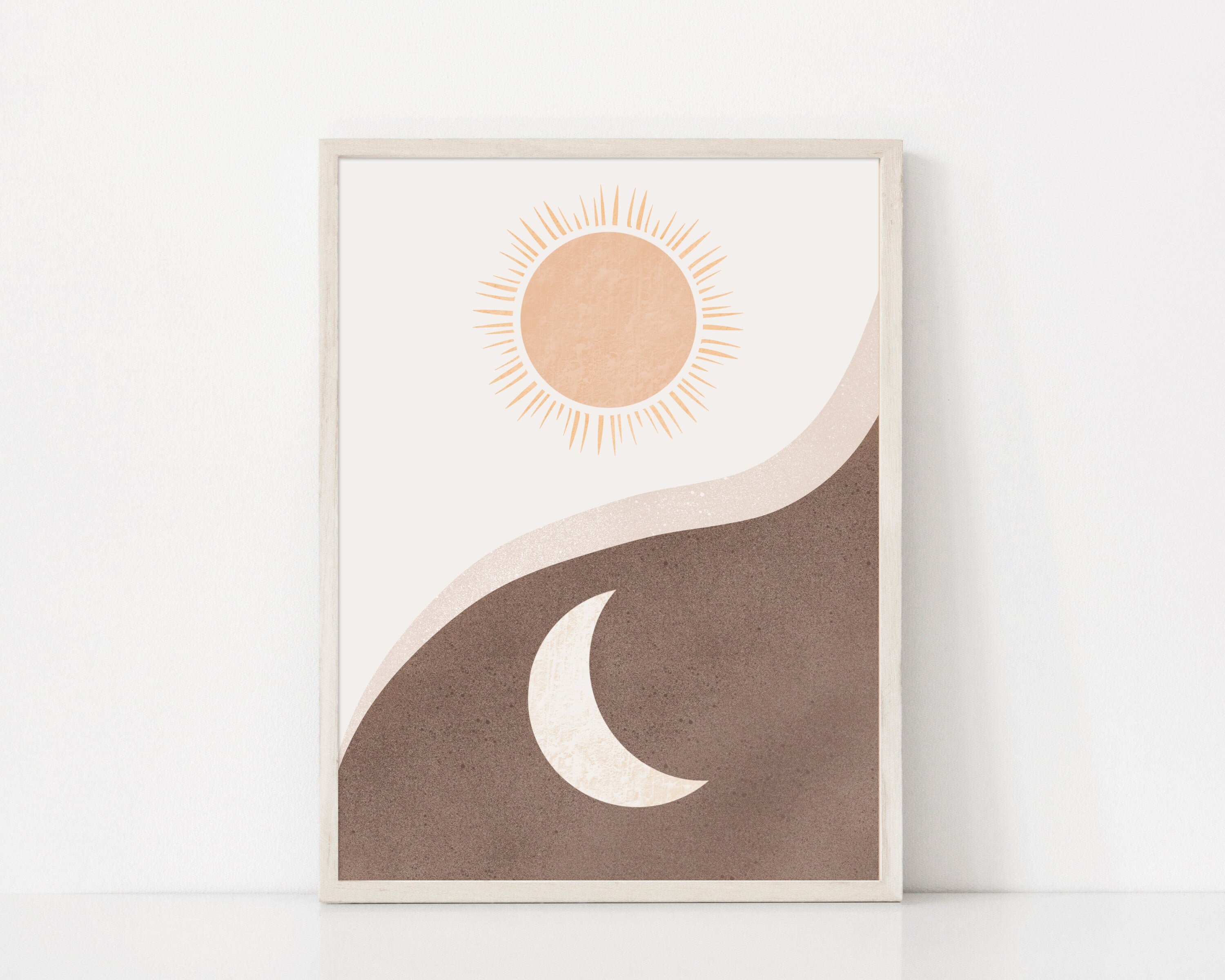 Sun Moon Art Print, Boho Wall Art, Boho Decor Wall Art, Abstract Sun ...