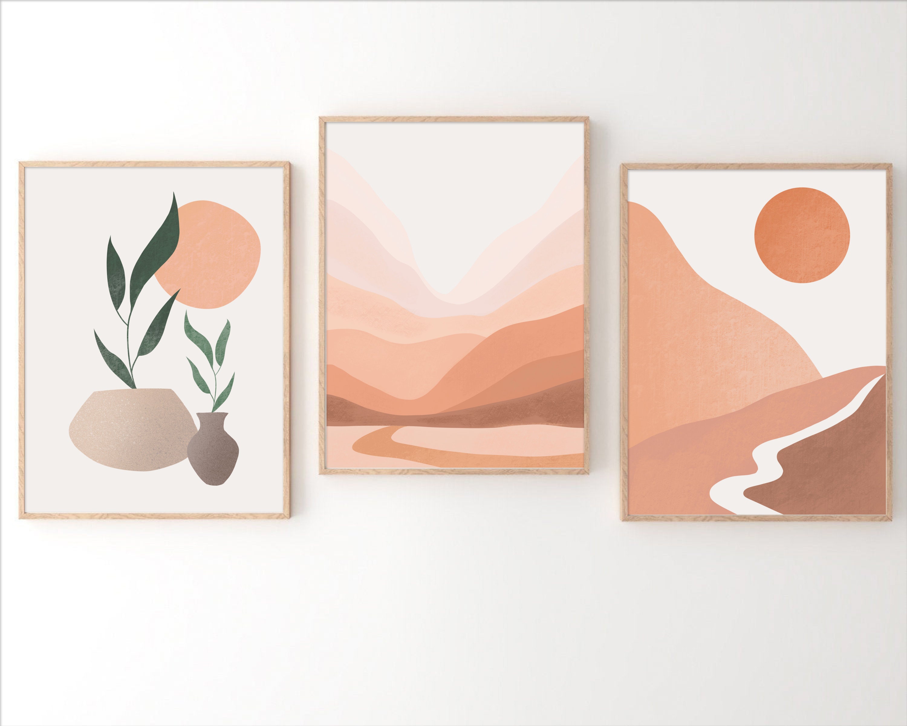 Plants in Pots Art Print, Boho Art Prints, Minimalist Poster, Boho Wall ...