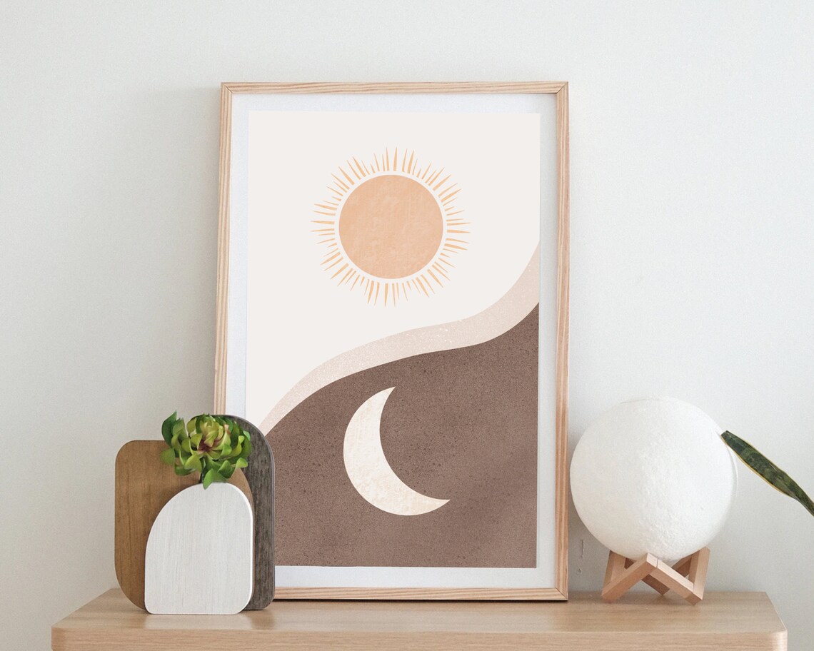 Sun Moon Art Print Boho Wall Art Boho Decor Wall Art - Etsy