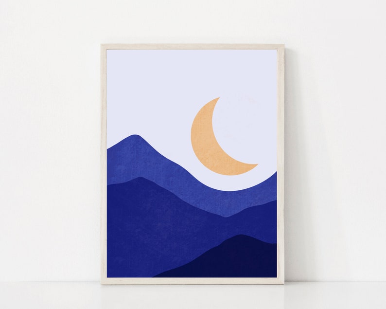 Indigo Boho Prints Set of 2 Sun Moon Prints Boho Art Prints - Etsy