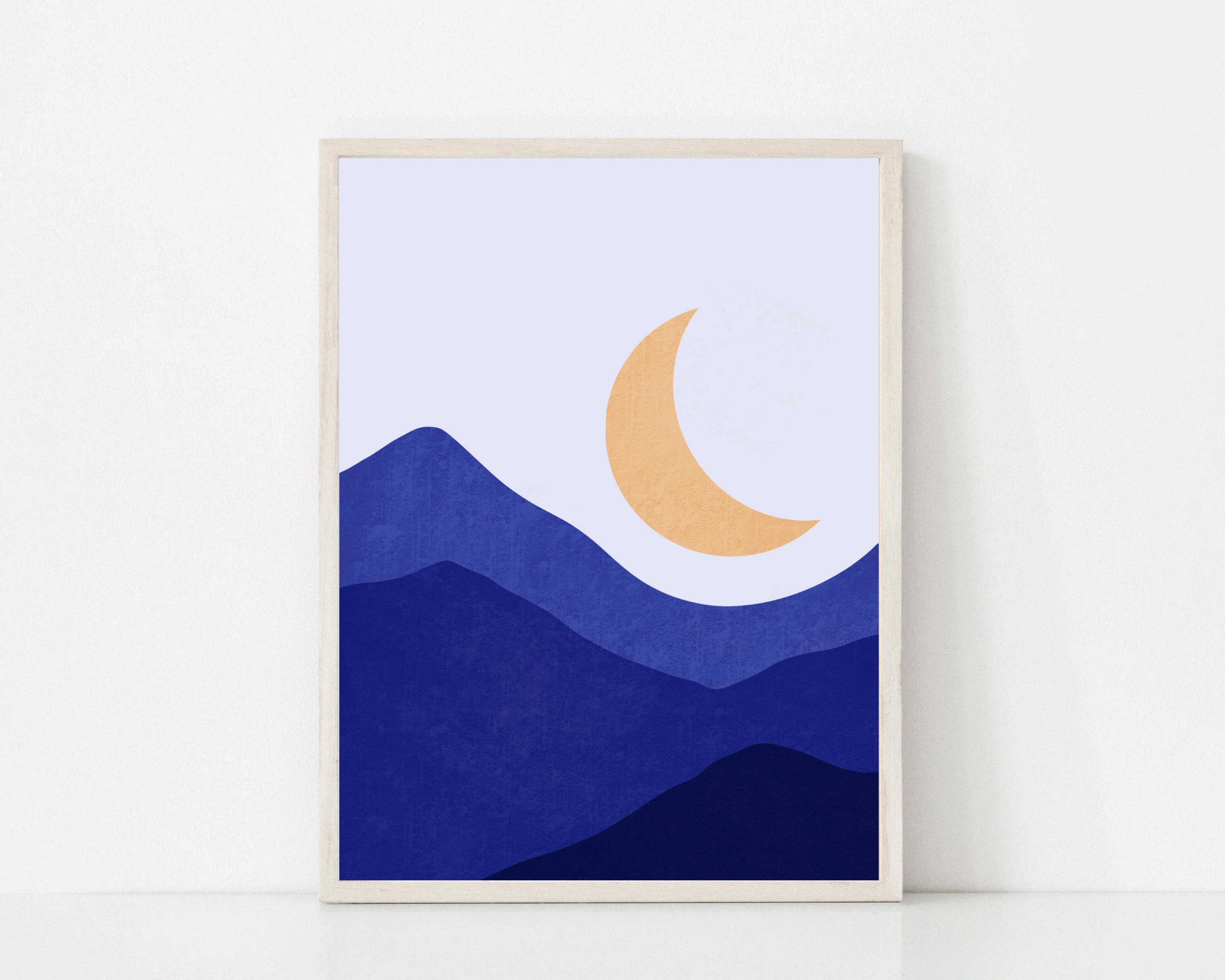 Indigo Boho Prints Set of 2 Sun Moon Prints Boho Art Prints - Etsy
