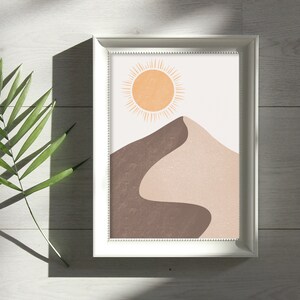 Boho Art Prints Set of 2, Desert Sun Moon, Printable Wall Art, Boho Art ...
