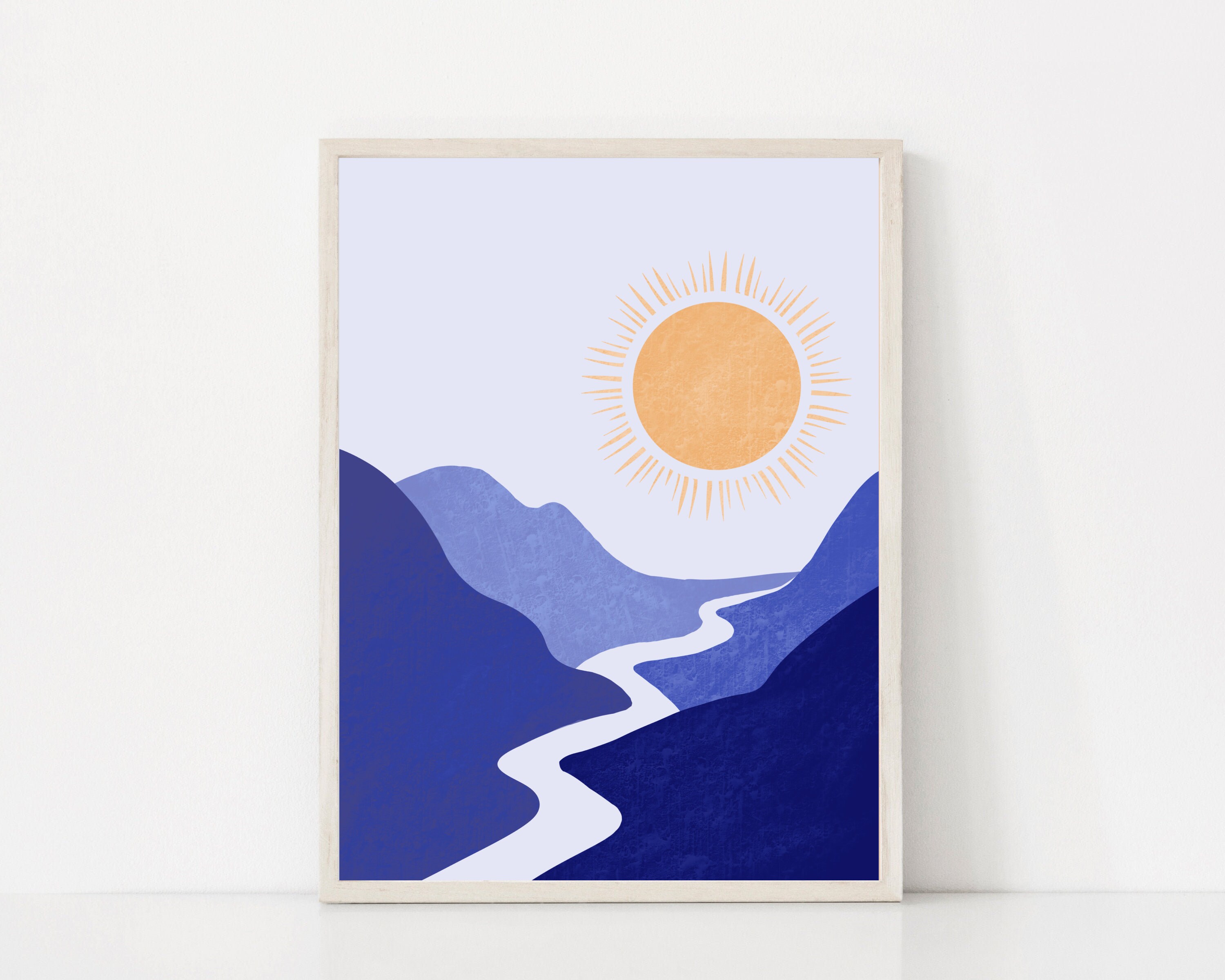 Indigo Boho Prints Set of 2 Sun Moon Prints Boho Art Prints - Etsy