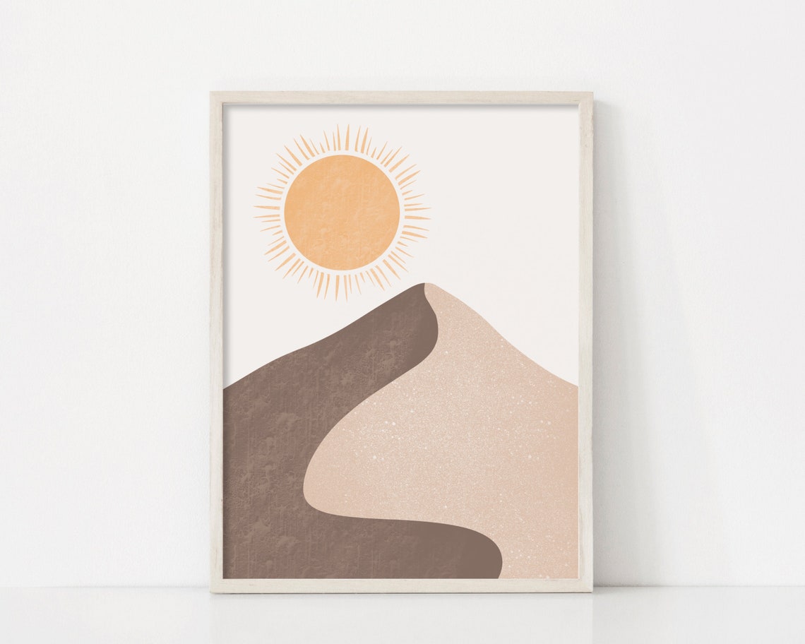 Boho Art Prints Set of 2 Desert Sun Moon Printable Wall Art - Etsy
