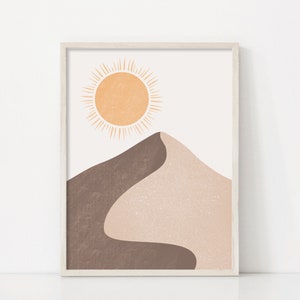 Boho Art Prints Set of 2, Desert Sun Moon, Printable Wall Art, Boho Art ...