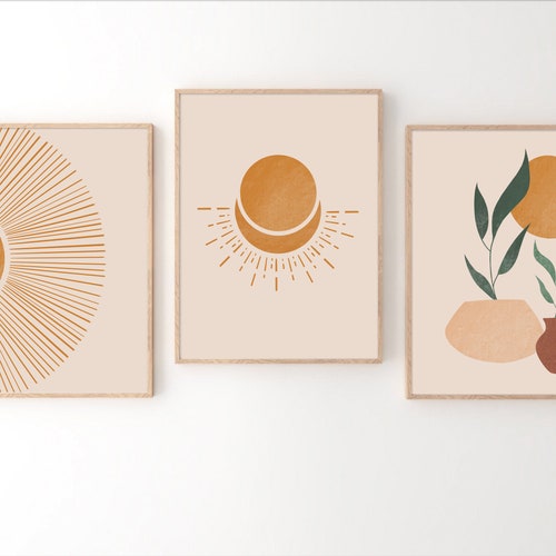 Boho Wall Decor Boho Prints Boho Print Set Sunburst Print - Etsy