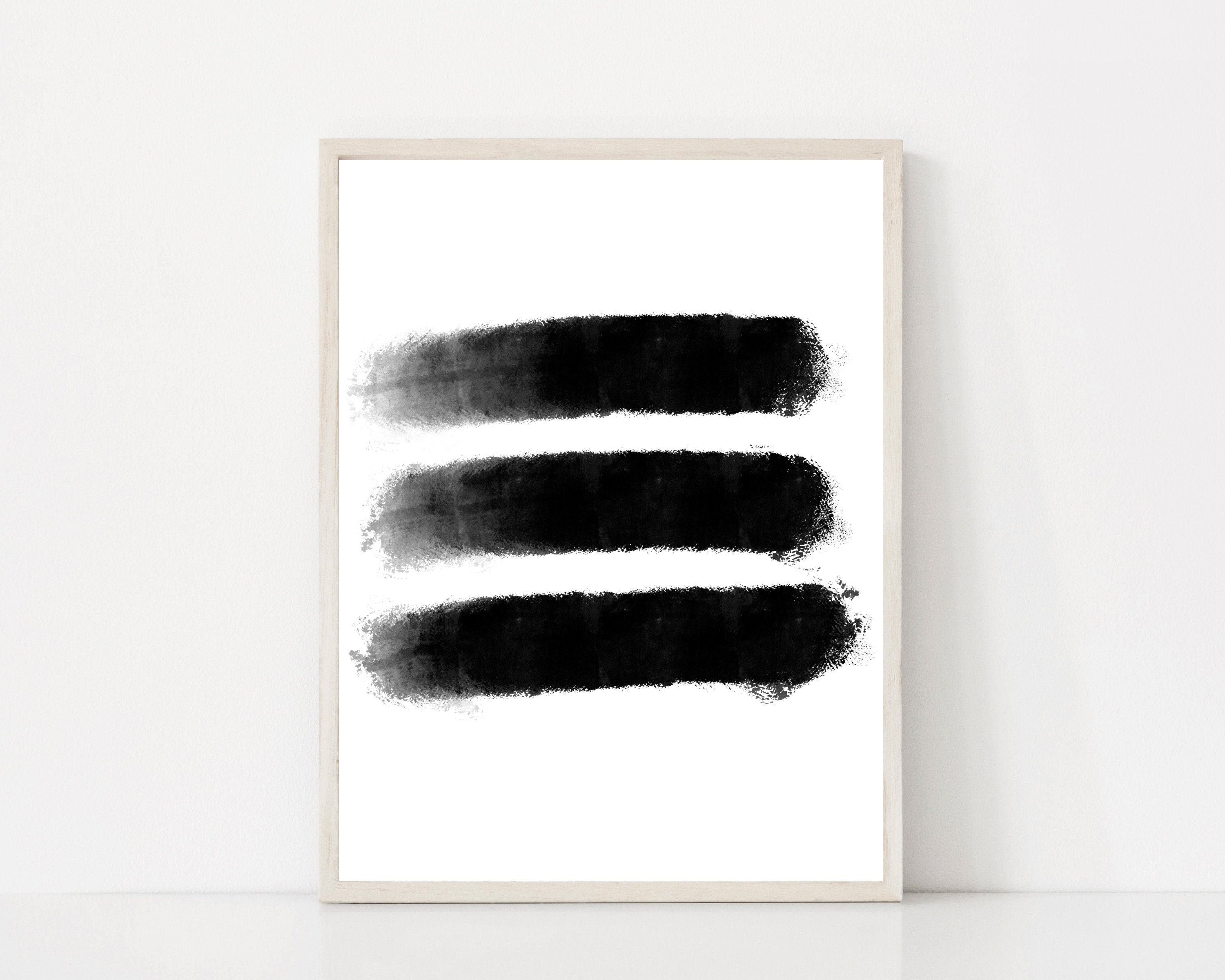 Black and White Prints Set of 3 Watercolor Prints Minimalist - Etsy