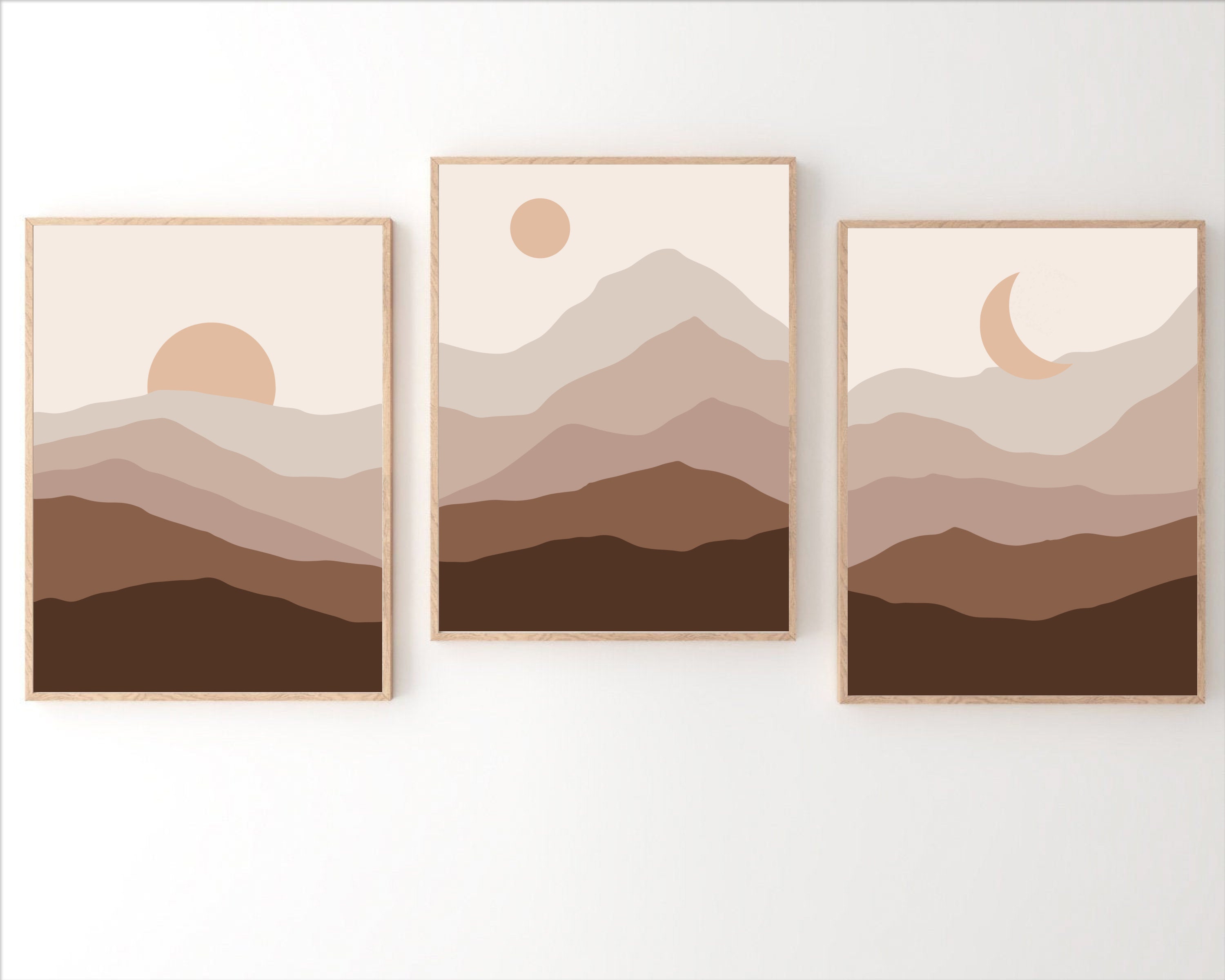 Boho Prints Set of 3 Gallery Wall Set Neutral Wall Art | Etsy