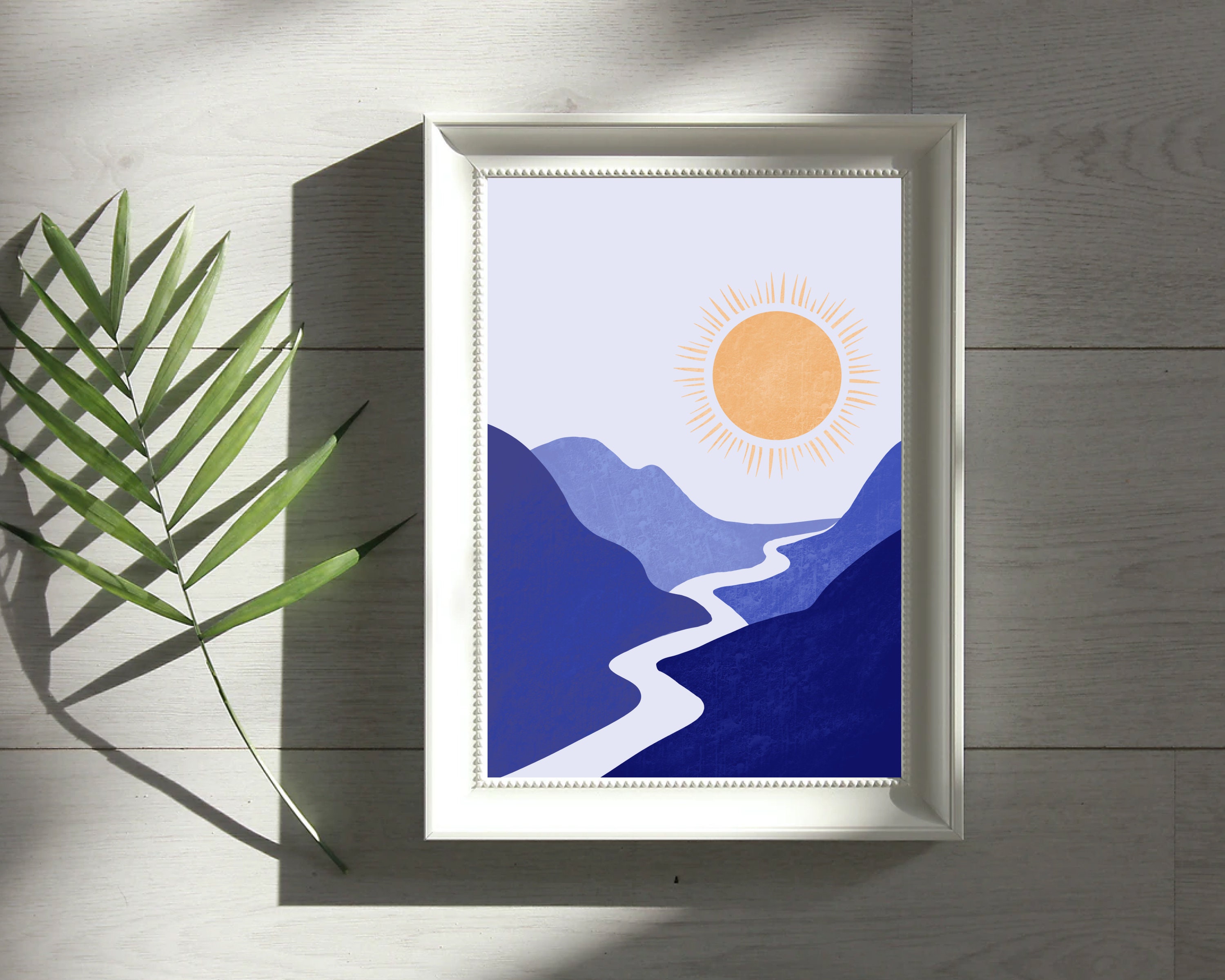 Indigo Boho Prints Set of 2 Sun Moon Prints Boho Art Prints - Etsy