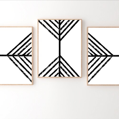 Boho Art Prints Black and White Abstract Geometric Poster - Etsy