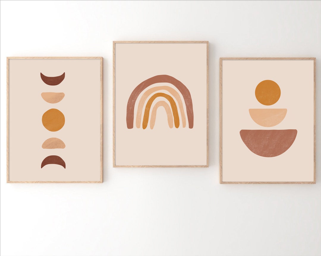 Boho Print Set of 3 Boho Art Prints Set Minimalist Poster - Etsy