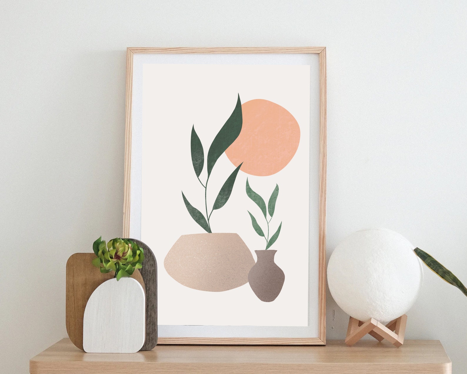 Plants in Pots Art Print, Boho Art Prints, Minimalist Poster, Boho Wall ...